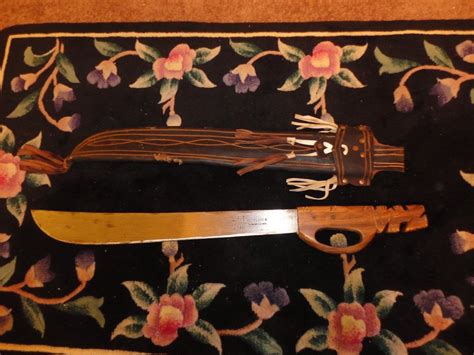 Vintage Dominican Rep Machete Promedoca With Wood Carved Handle