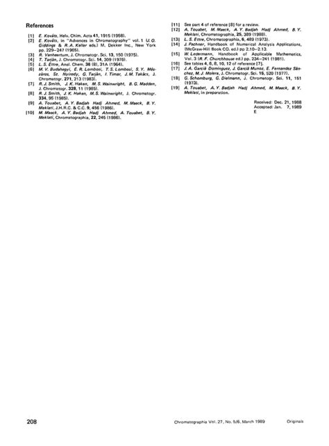 A Numerical Interpolation Of Kovats Indices Without Dead Time Correction Pdf