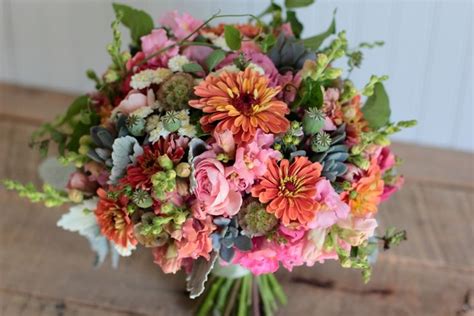 Summer Love N Fresh Flowers Zinnia Wedding Bouquet Fresh Wedding