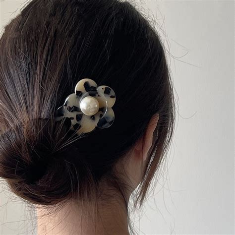 Badu Bg Френска ретро щипка за коса U образна щипка за коса щипки за коса с ацетатни перлени