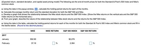 Solved Expected Return Standard Deviation And Capital