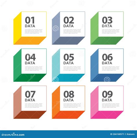 9 Data Infographics Square Index Template Vector Illustration Abstract