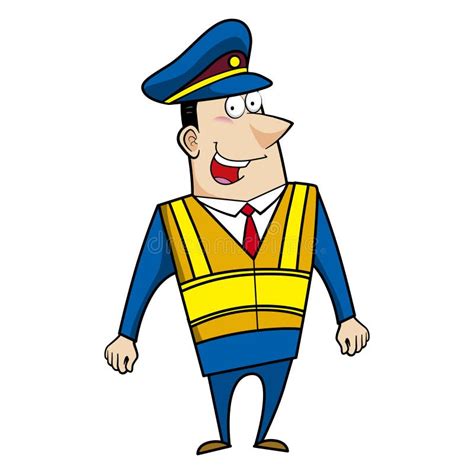 Oficial De Policía De Sexo Masculino De La Historieta Ilustración Del