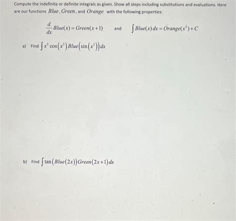 solved compute the indefinite or definite integrals as