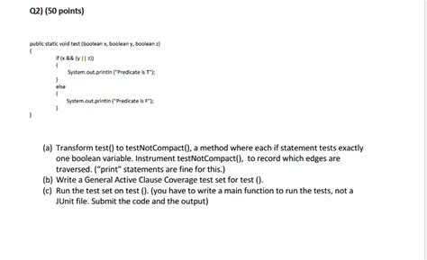 solved q2 50 points public static void test boolean x boolean y