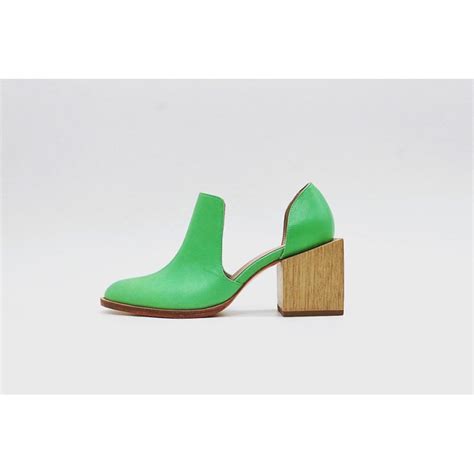 Alfonsina Verde Cian Tacones De Cuero Hecho A Mano Cooperative Handmade