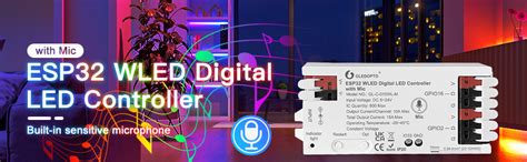 Gledopto Esp32 Wled Led Strip Controller With Mic Microphone Music Dynamic Mode Rgb