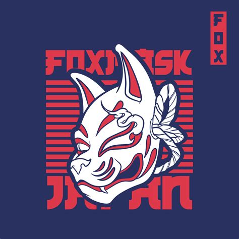 Kitsune Fox Mask Illustration Traditional Japanese Symbol Simple Drawing Isolated Clip Art