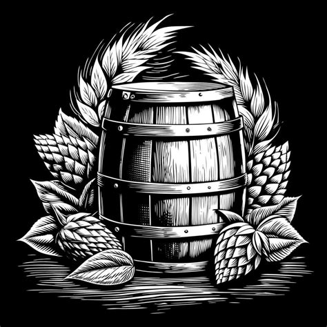 Rustic Brewing Barrel With Hops And Barley Artwork 54653534 Vector Art At Vecteezy