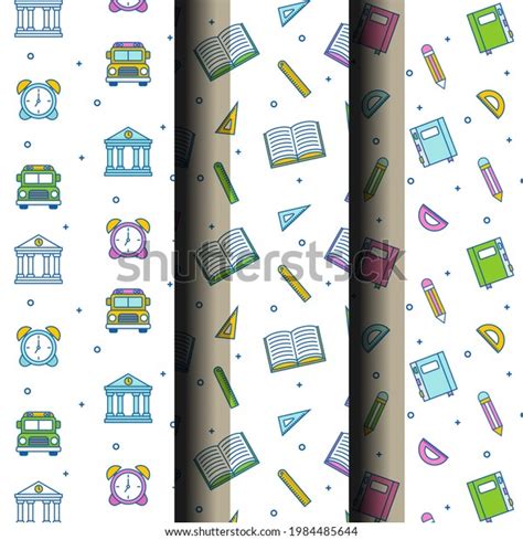 School Pattern Background Back School Wallpaper Stock Vector Royalty
