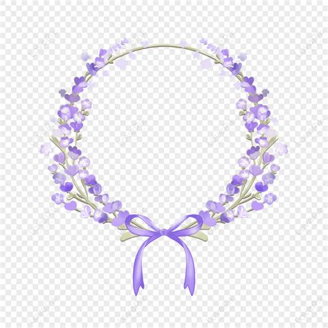 Lavender Border Leaves Round Border Purple Flower Floret Flower Bow