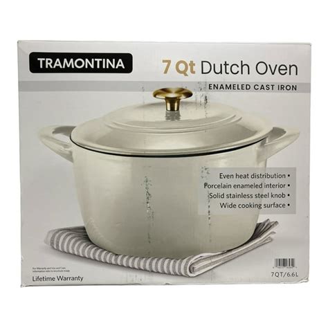 Tramontina Enamel Coated Cast Iron Round Dutch Oven 7qt Lattegold