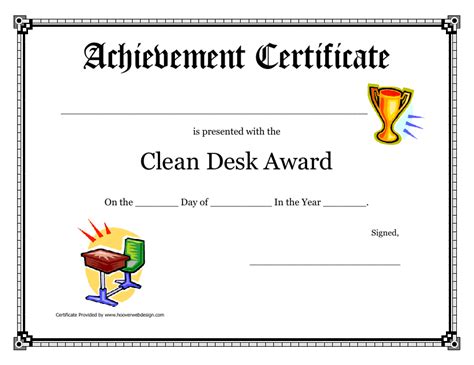 Clean Desk Award Achievement Certificate Template Download Printable