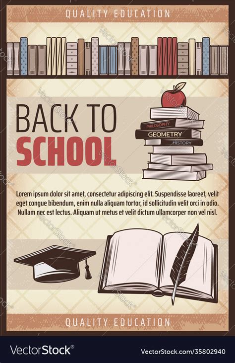 Vintage Colored Back To School Poster Royalty Free Vector