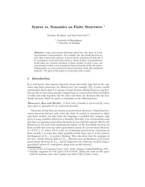 Pdf Syntax Vs Semantics On Finite Structures