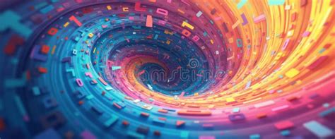 Dynamic Swirling Vortex Of Vibrant Colors And Geometric Shapes Stock Image Image Of Abstract