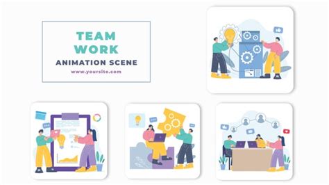 Animated Flat Character Teamwork Scene Elements Ft Animation