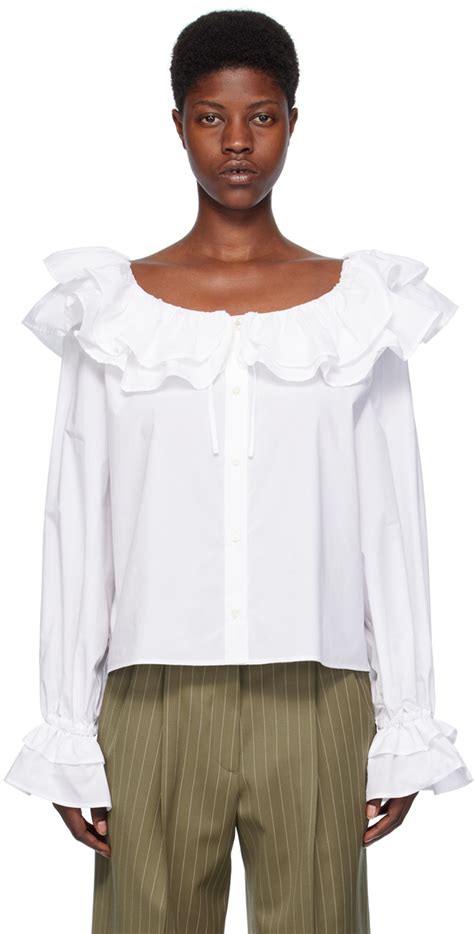 White Ruffle Blouse By Msgm On Sale