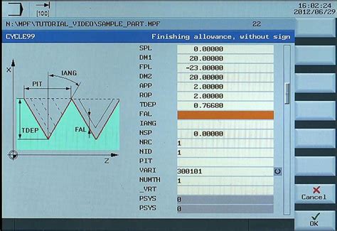 CNC CYCLE 97 THREADING CYCLE II Threading Cycle Data For Cnc Cycle 97 Cnc Programming