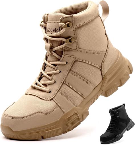 Nasogetch Mens Work Boots Steel Toe Boots For Men Women Comfortable
