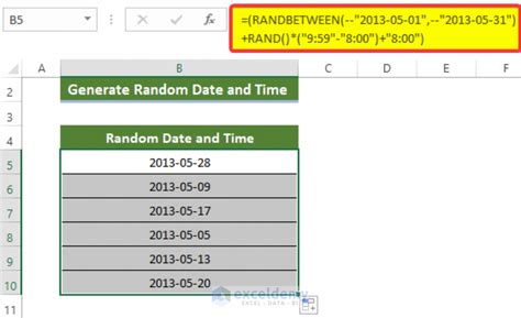 how to generate random date and time in excel 3 ways exceldemy