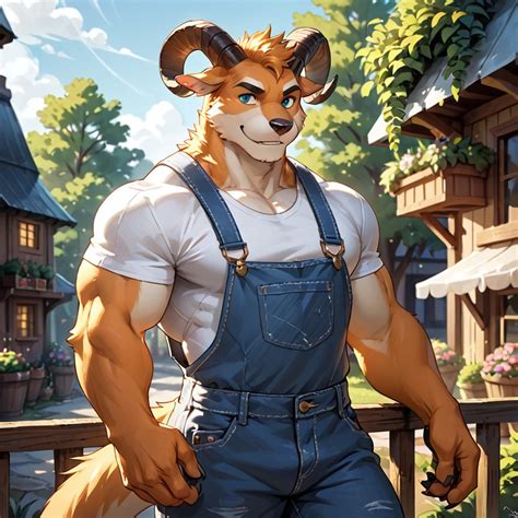 Solid Black Male Muscular Bull With Furryai