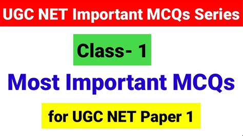 Class 1 Ugc Net Important Mcqs Series Nta Ugc Net Pyqs Paper 1 Ugc