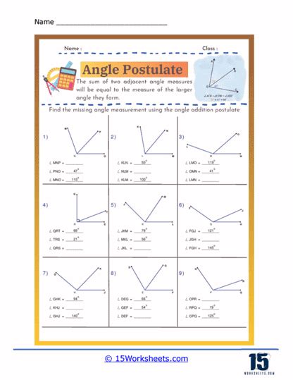Angle Postulate Worksheets 15