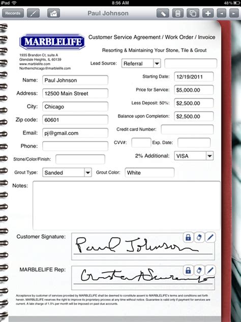 Using The Ipad For Customer Service Agreements Form Connections