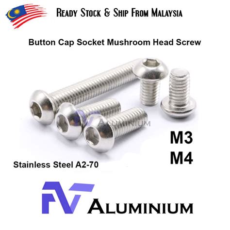 [5pcs] [1pcs] M3 M4 Hex Socket Button Head Screw Mushroom Head Screw Button Cap Socket Screw