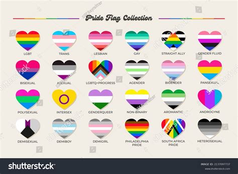 Vektor Stok Lgbtq Sexual Identity Pride Flags Collection Tanpa Royalti