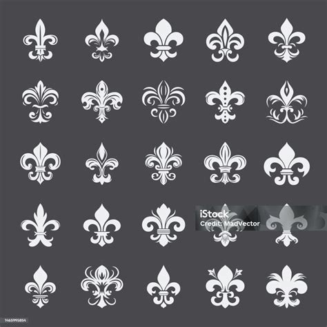 플뢰르 드 리스 세트 전령 백합 컬렉션 벡터 일러스트 레이 션 백합 문장에 대한 스톡 벡터 아트 및 기타 이미지 백합 문장