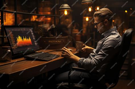 Premium Ai Image Modern Computer Display With Abstract Financial Graph Financial And Trading