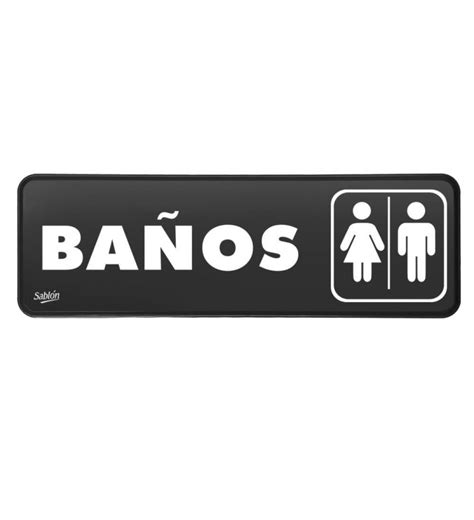 SeÑal BaÑos 23x75 Negro Impreso Blanco 7917