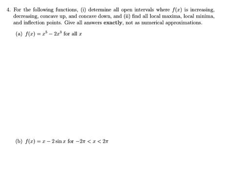 solved for the following functions determine all open intervals