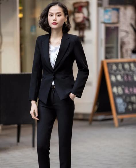 Ladies Pant Suits Fashion 2 Piece Set Brazers Elegant Womens Business