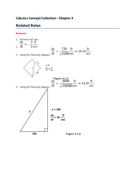 Cc Calculus Chapter 4 Answers Calculus Concept Collection Chapter 4 Related Rates Answers 1