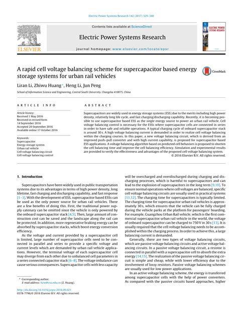 Pdf A Rapid Cell Voltage Balancing Scheme For Supercapacitor Based