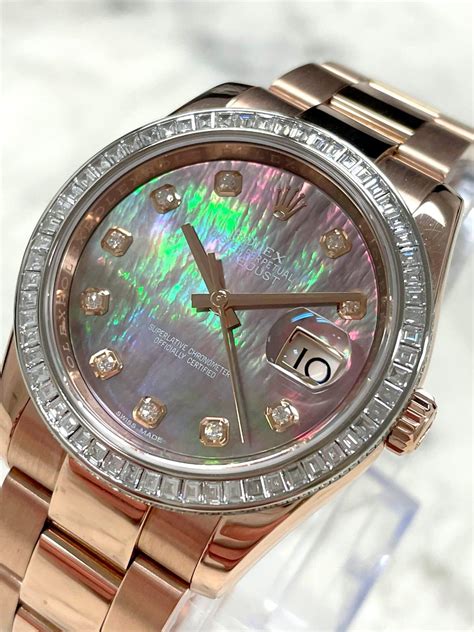 Rolex Datejust 36 116285bbr Rose Gold Mop Diamond Dial Diamond