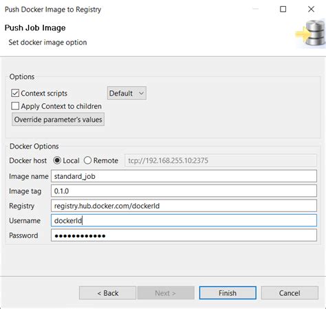 publishing your job as a docker image data integration job examples help