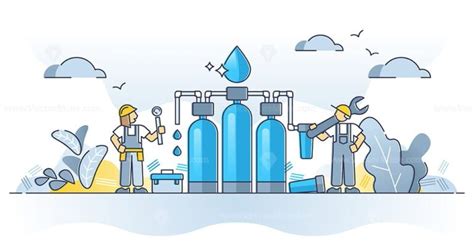 Water Purification Plant Filtration Process Explanation Vector Illustration VectorMine