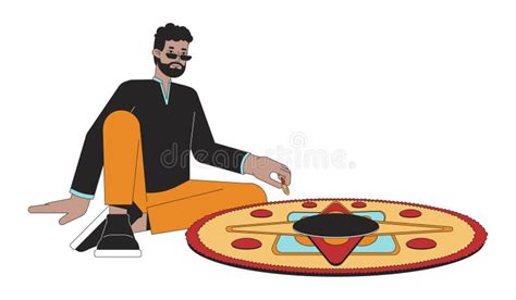 Homem Africanamericano Criando Personagem De Desenho Linear Muggu 2d