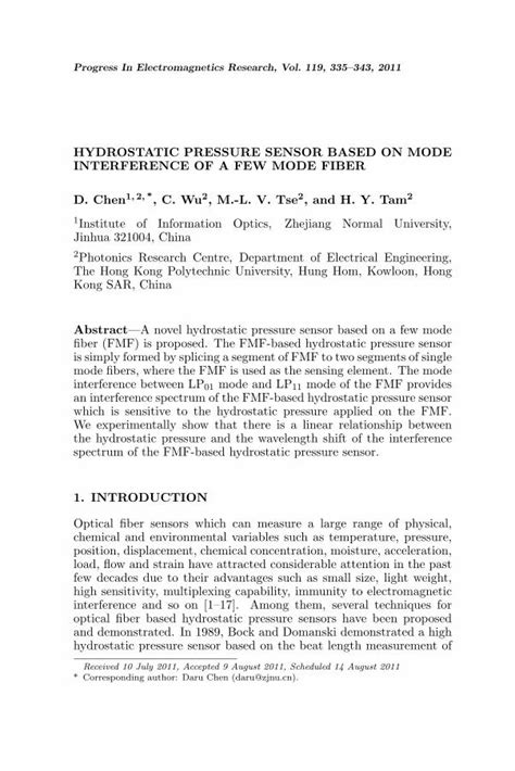 Pdf Hydrostatic Pressure Sensor Based On … · Hydrostatic Pressure