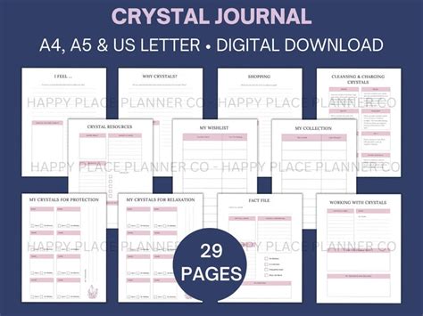 Crystal Journal Printable Journal Crystal Grids Instant Download