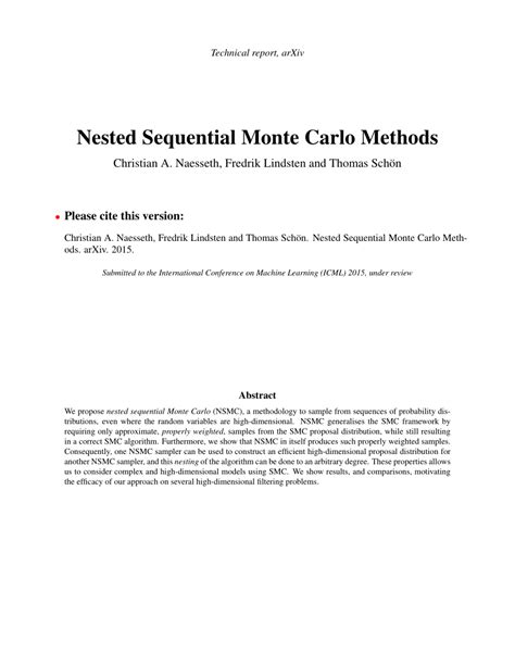 Pdf Nested Sequential Monte Carlo Methods