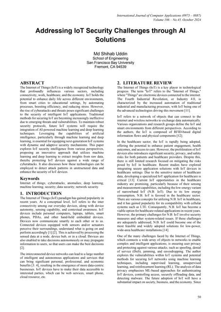 Addressing Iot Security Challenges Through Ai Solutions Pdf