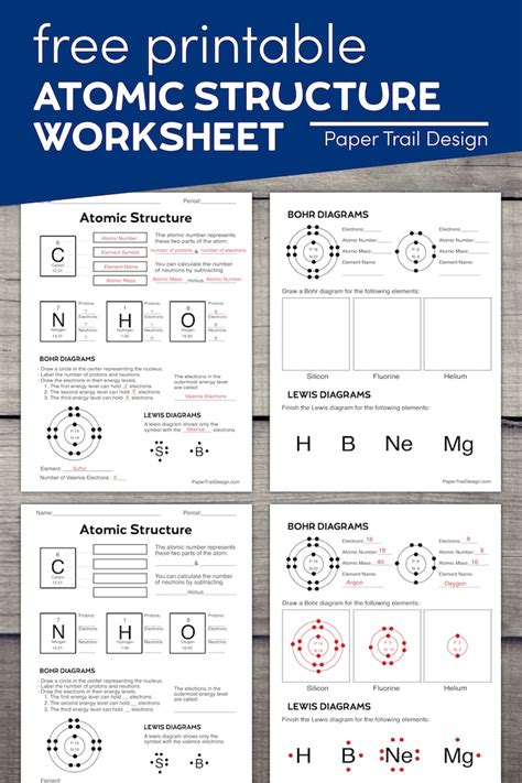 Atomic Structure Worksheet Paper Trail Design