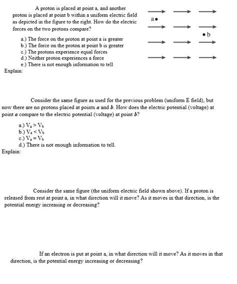 Solved A Proton Is Placed At Point A And Another Proton Is Placed At