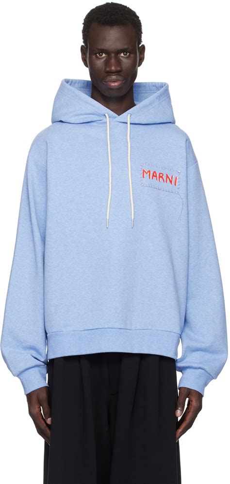 Marni Blue Logo Patch Hoodie Marni
