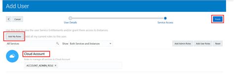 Creating A Cloud Account Administrator In My Services